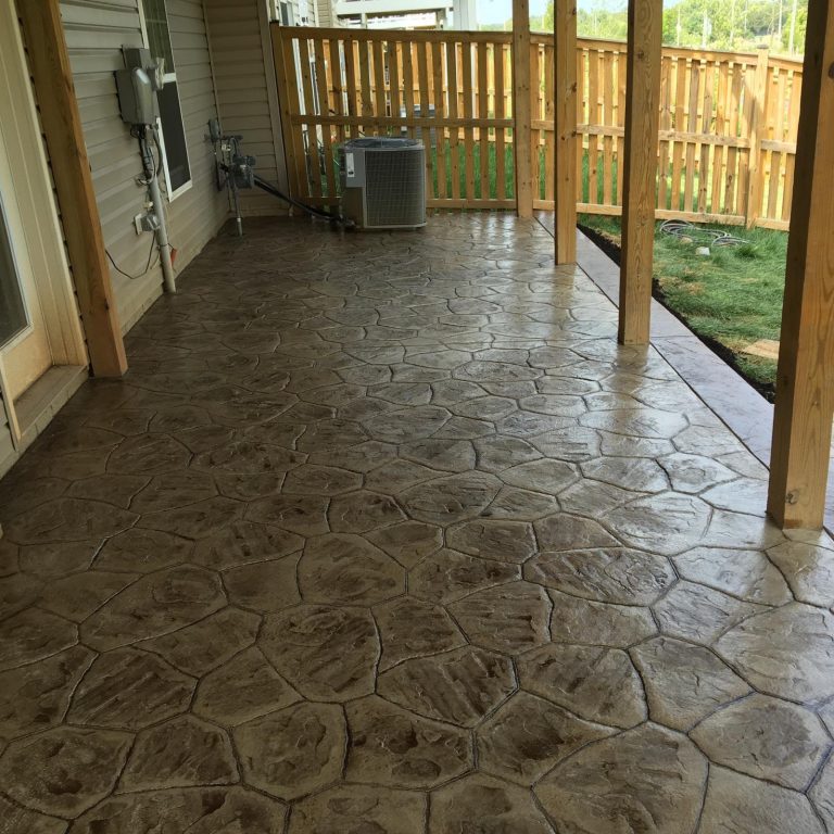 River Rock Stamped Concrete Patio | Blackwater Concrete